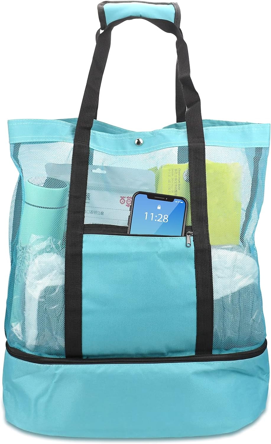 Mesh Beach Bag with Cooler Compartment - Durable Oversized Picnic Pool ...