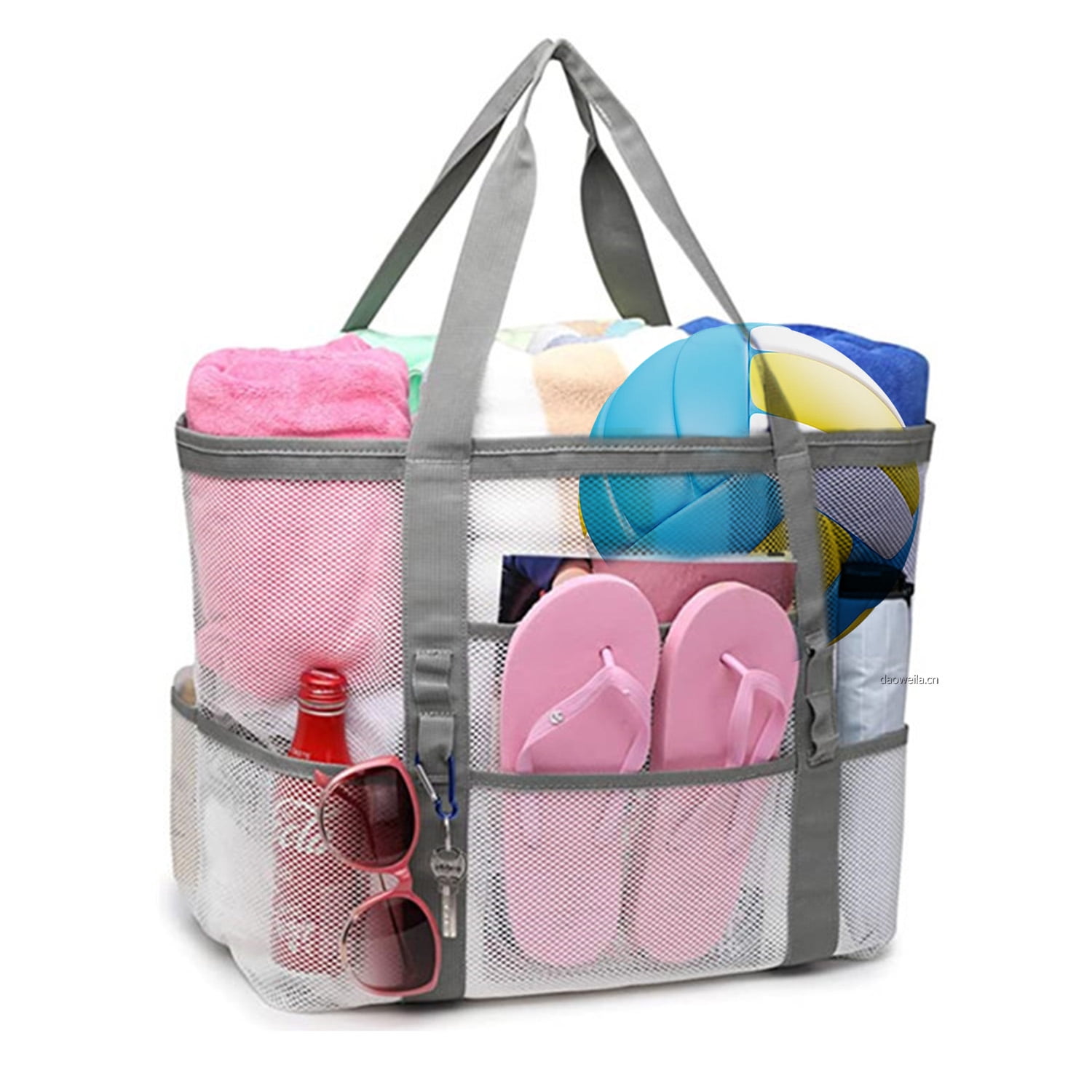 Mesh Beach Tote Bags for Womens, Large Waterproof Sandproof Beach Bags ...