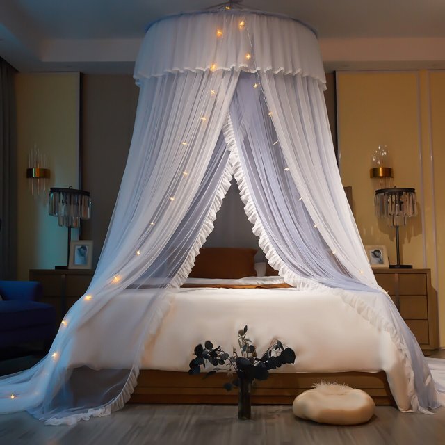 Mesh Bed Canopy, Bed Canopy for Girls, Princess Bed Canopy Curtain ...