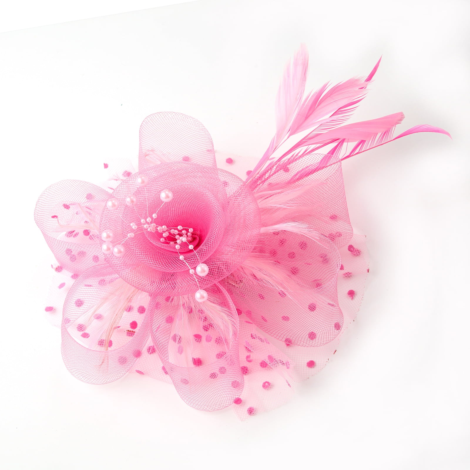 Mesh Bridal Tiara Small Top Hat Jockey Club Hair Accessories-Pink ...