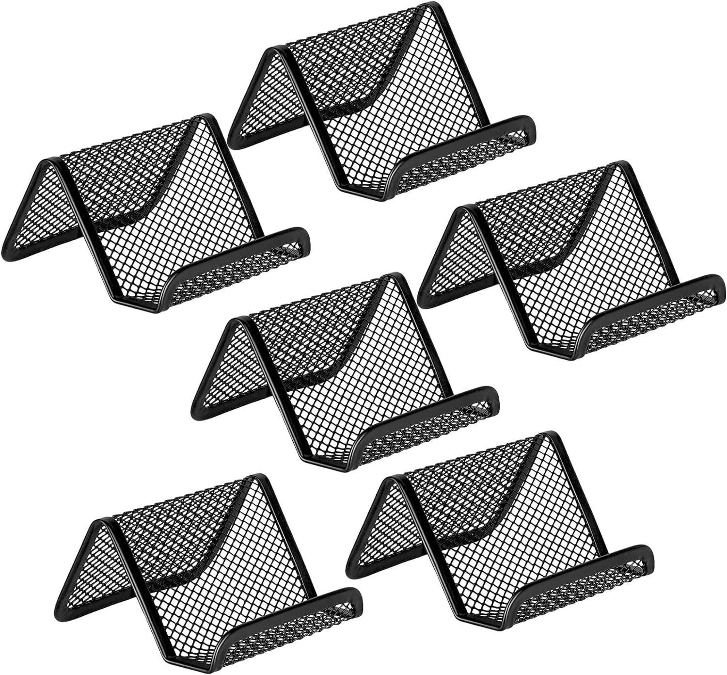 Mesh Business Card Holder for Desk, Black Metal Stand, 6 Pack Sturdy ...