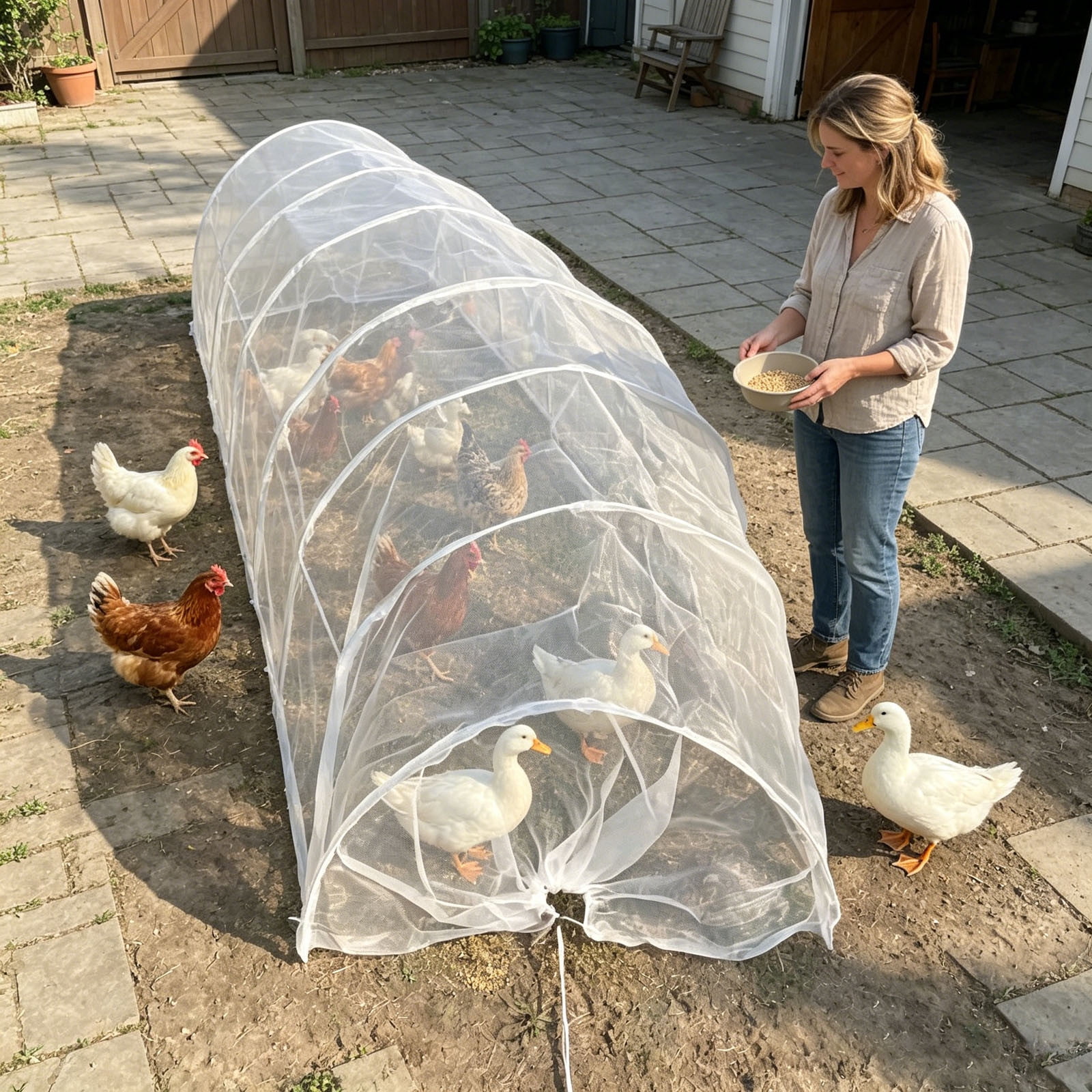 Mesh Chicken Tunnel for Outside Flexible Chickens Runs Portable Poultry ...