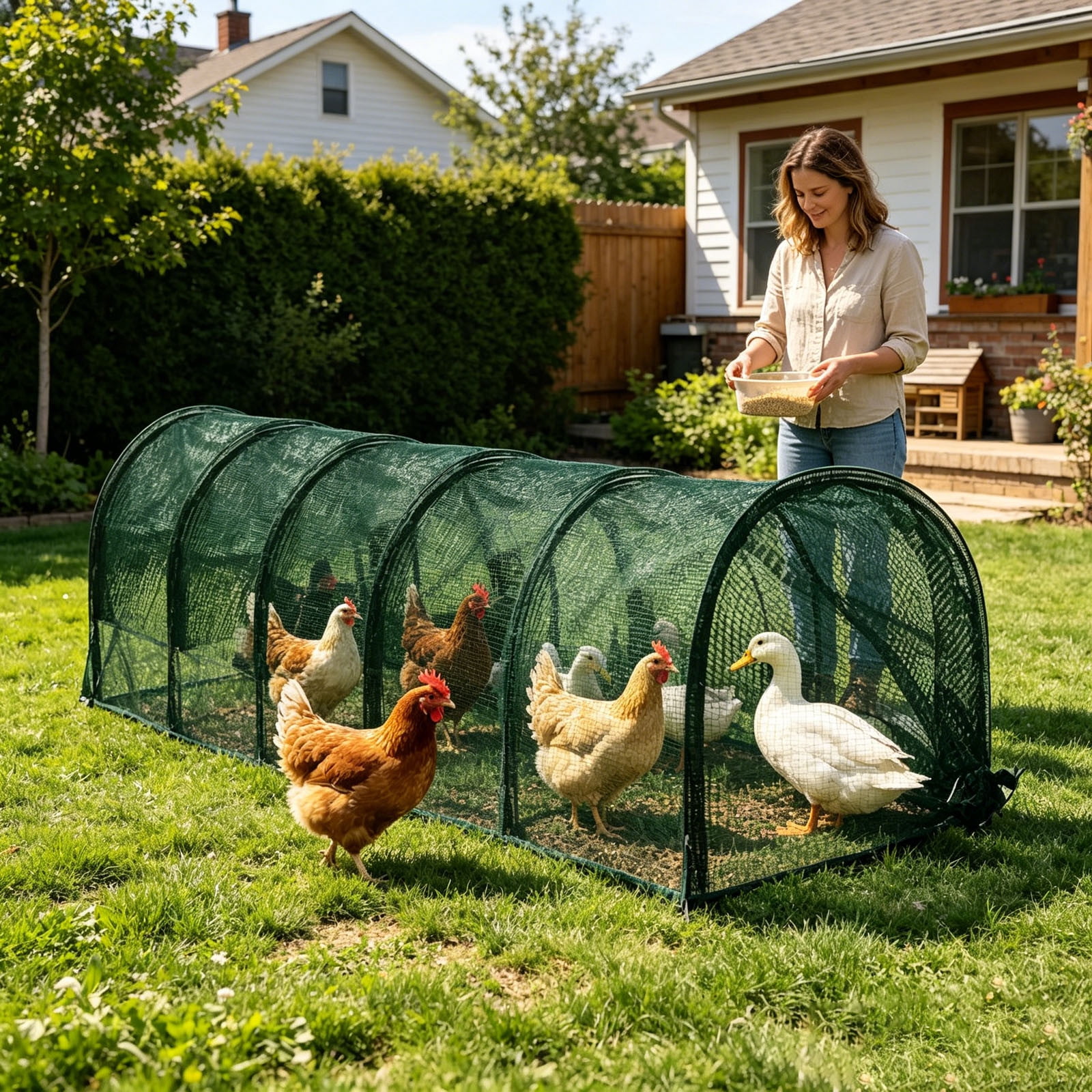 Mesh Chicken Tunnel for Outside Flexible Chickens Runs Portable Poultry ...