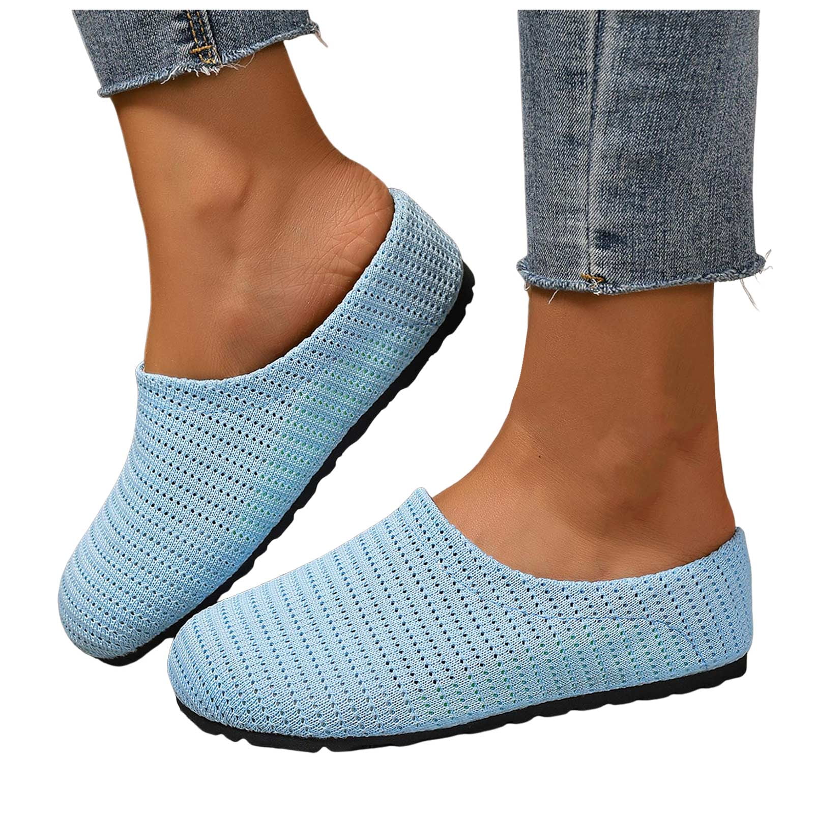 Mesh Clogs for Women 2025 Summer Breathable Knit Mules Comfortable ...