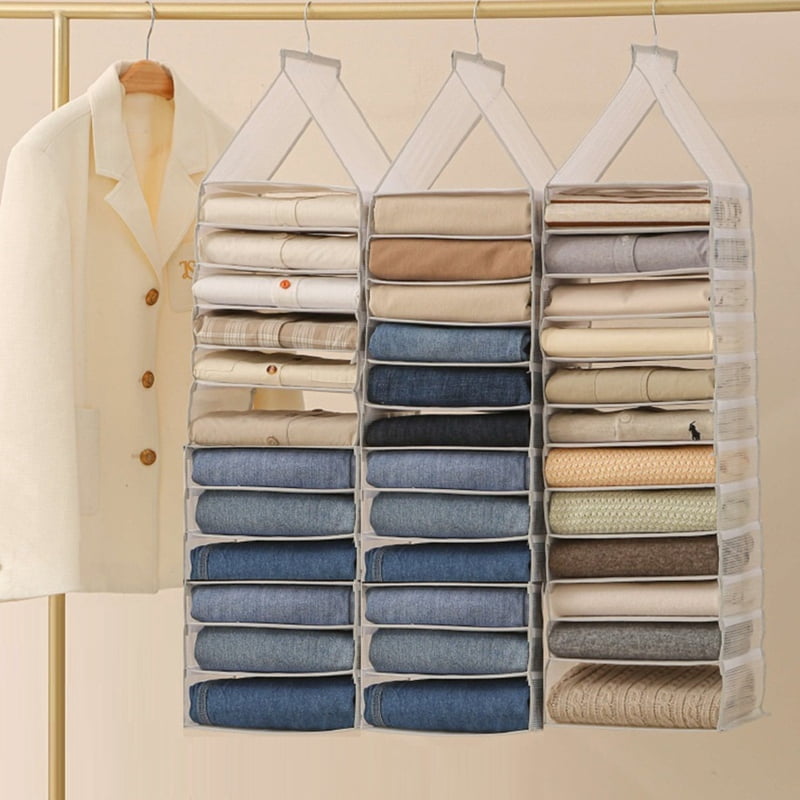 Mesh Clothing Storage Hanging Bag Household Wardrobe Clothes and Pants ...