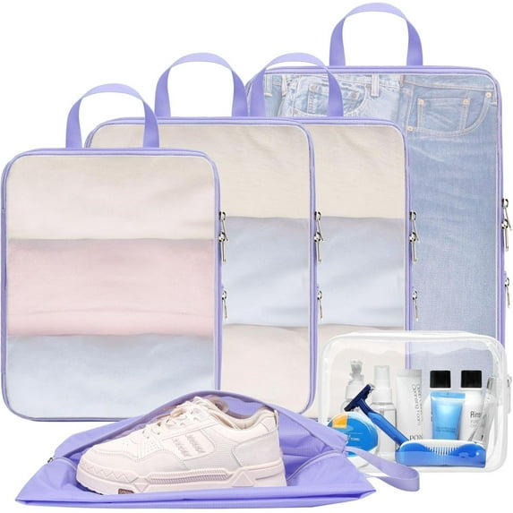 Mesh Compression Packing Cubes - 6 Set See Through Clear Packing Cubes ...