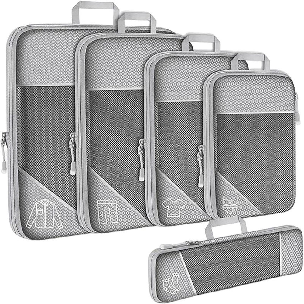 Mesh Compression Packing Cubes Set Of 5, Lightweight Travel Bags ...