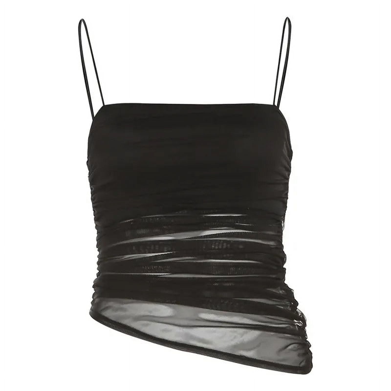 Mesh Corset Black Y2K Tops Women Transparent Crop Top Stretch Tube Sexy ...