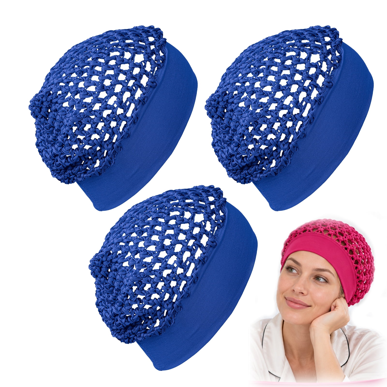 Mesh Crochet Hair Bonnet – Soft Sleep Cap with Wide Band for Women ...