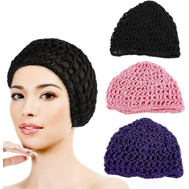 4 Pcs Mesh Crochet Hair Net, Rayon Knit Snood Hat, Hair Wrap for Sleep ...