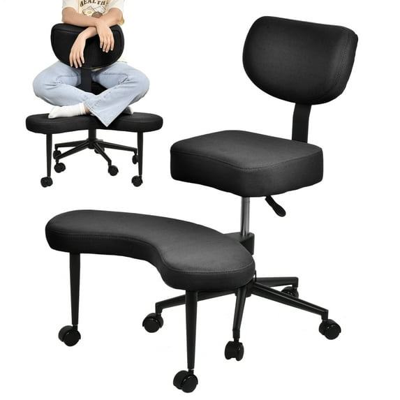 Mesh Cross Legged Chair PRO with Wheels, Adjustable ADHD Meditation Chair, Ergonomic Back ...