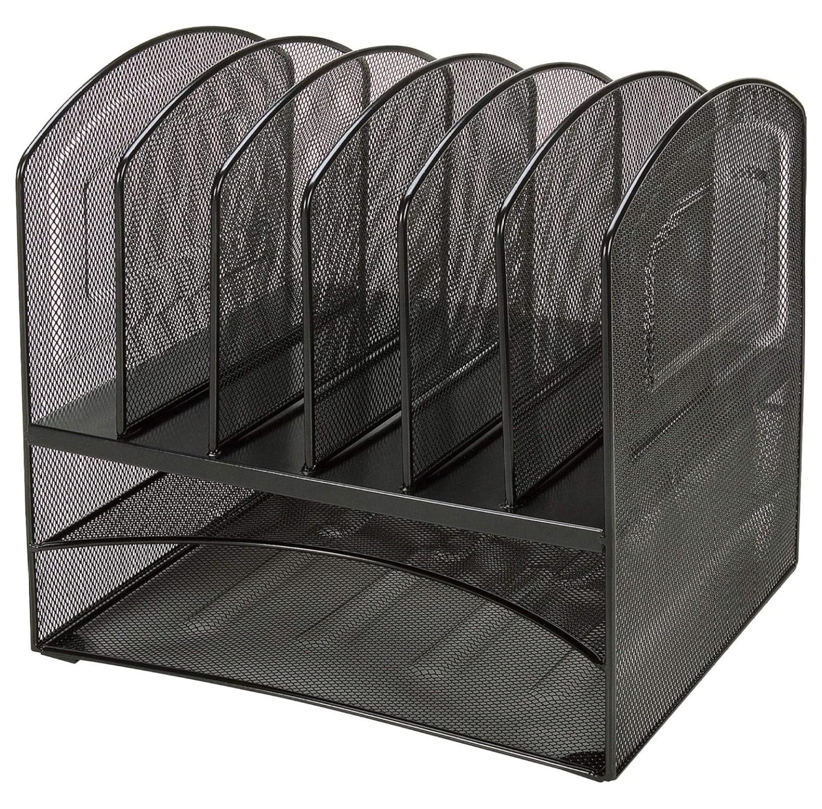Mesh Desk Organizer - Horizontal & Vertical File Holder, Black Steel ...