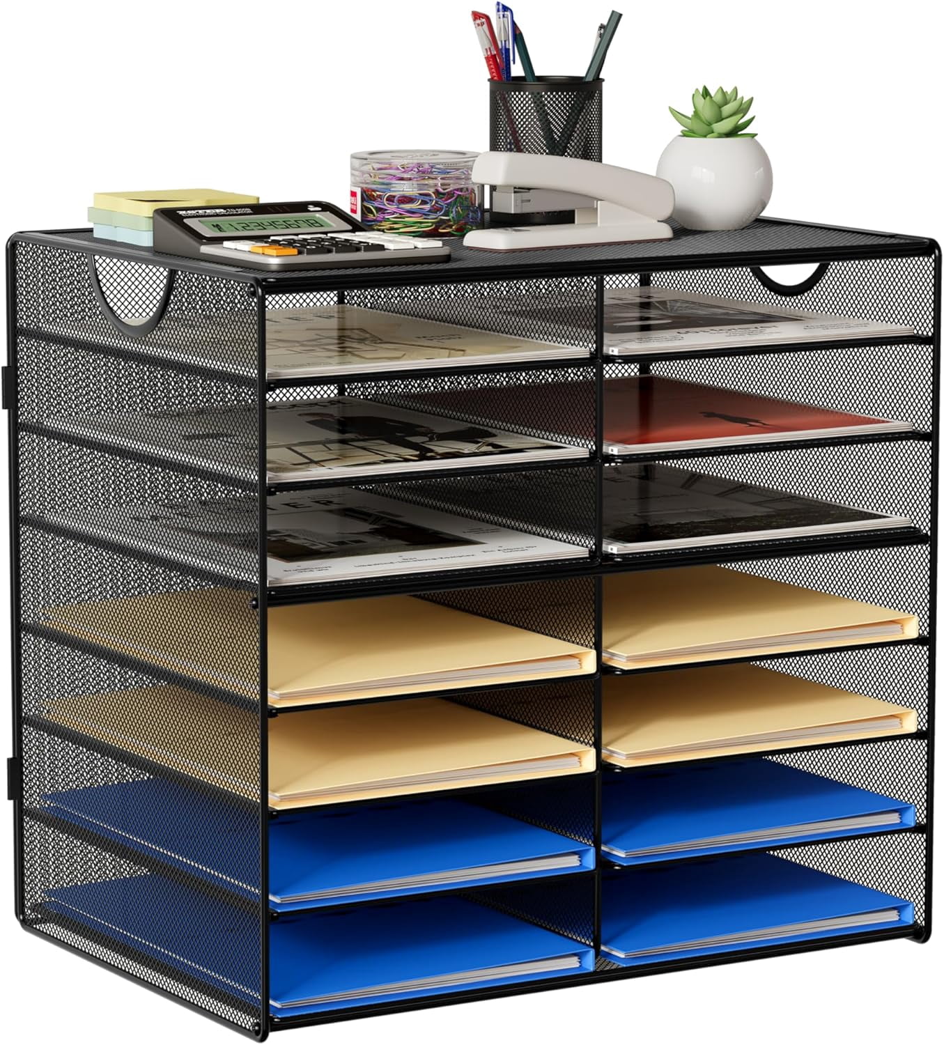 Mesh Desk Tray Organizer 8 Slot Classroom Office Desktop File Paper ...