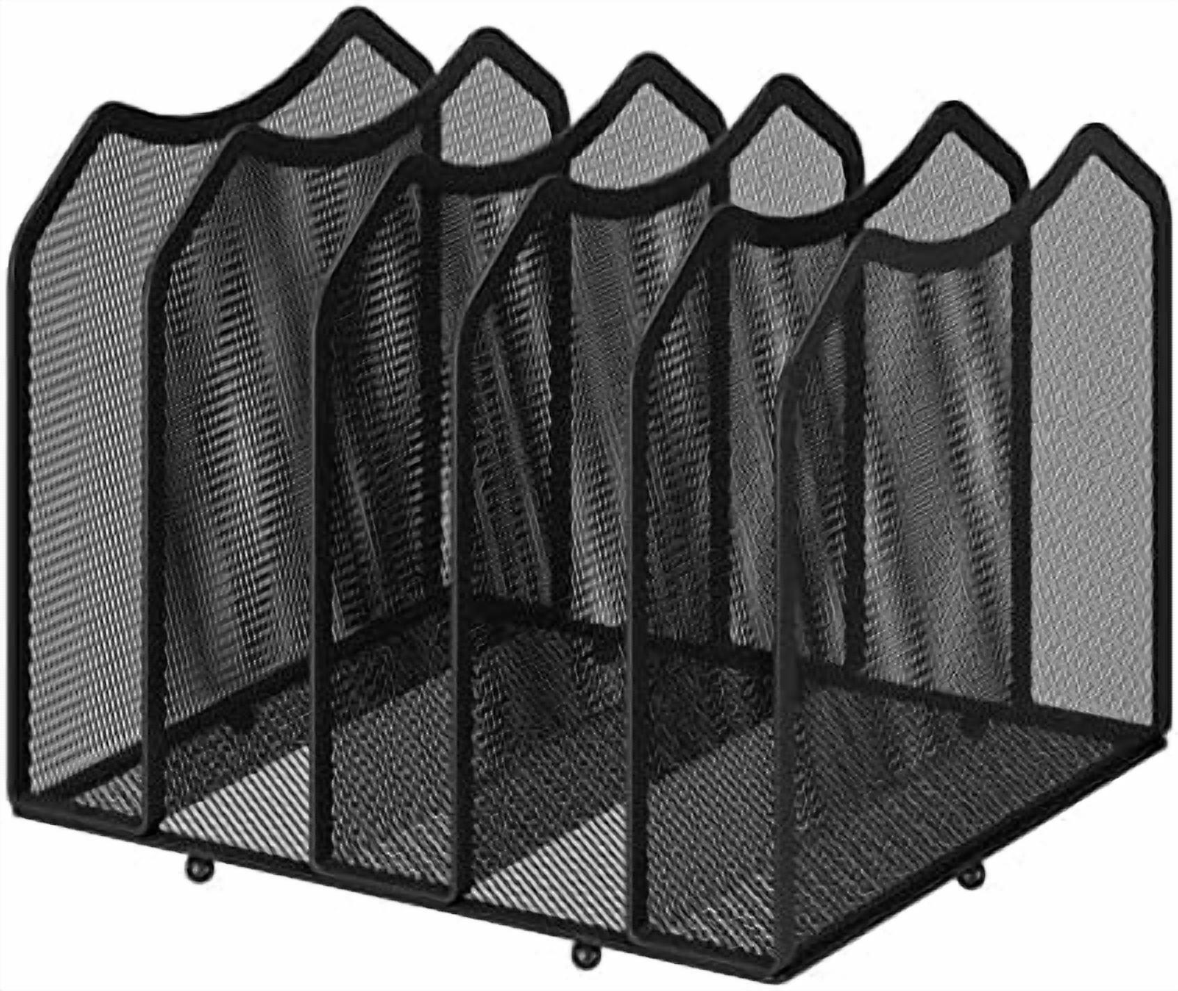 Mesh Desktop File Sorter Organizer, 5-Section Bookshelf for Desk Home ...