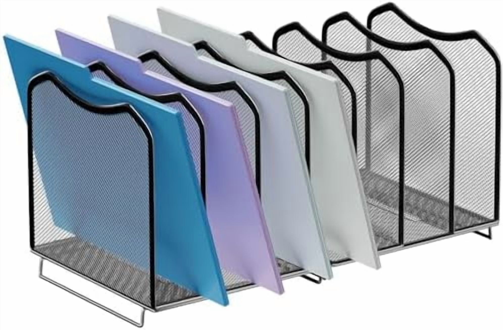 Mesh Desktop File Sorter Organizer, 7 Section Bookshelf For Desk Home ...