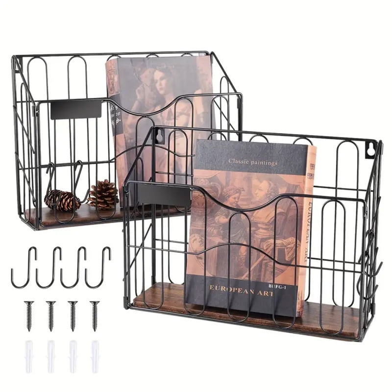 Mesh Display Design Two wall hanging baskets, hook brackets, wall mesh ...