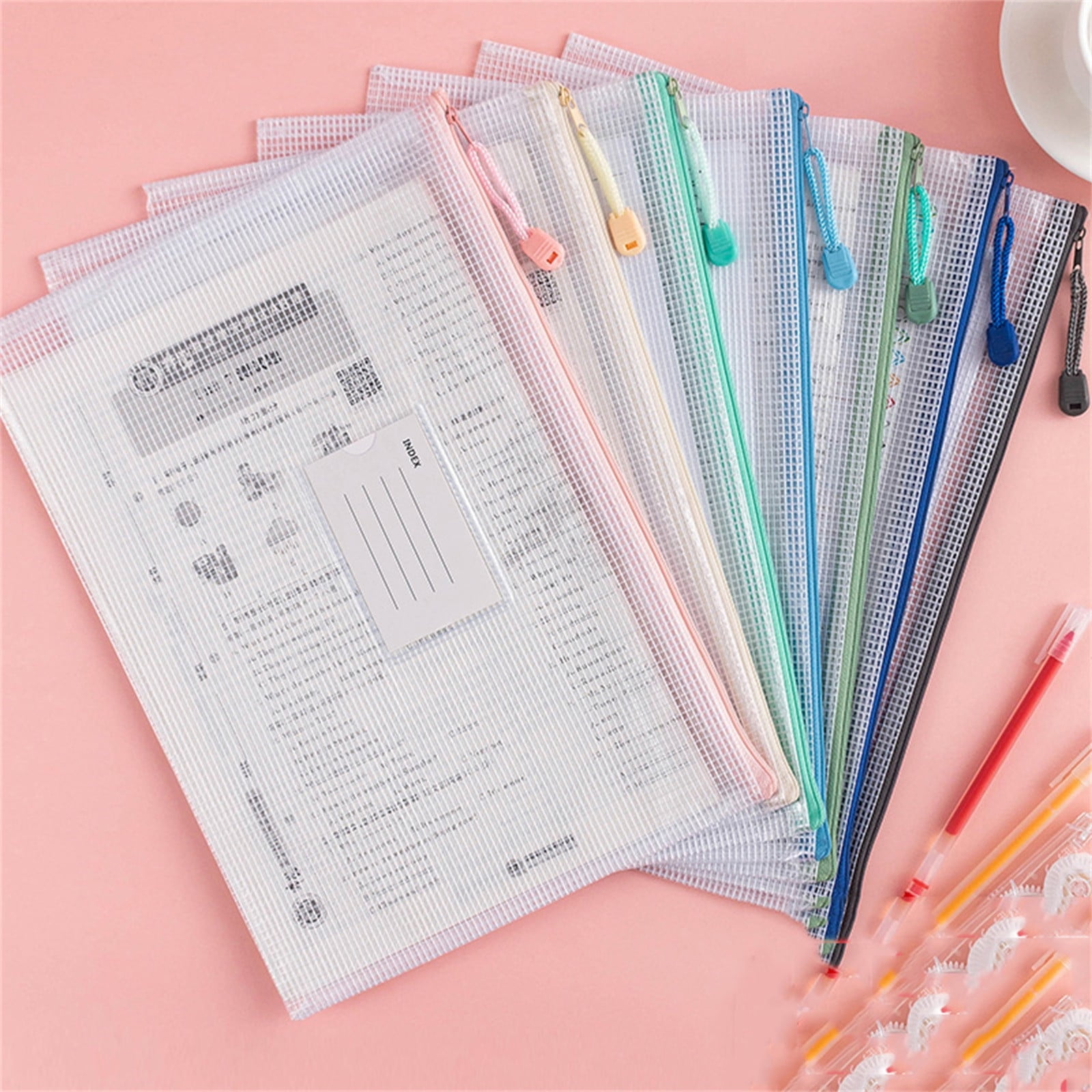 Mesh Document Bag with Zipper 10 Packs, A4 PVC Envelope Folders ,Clear ...