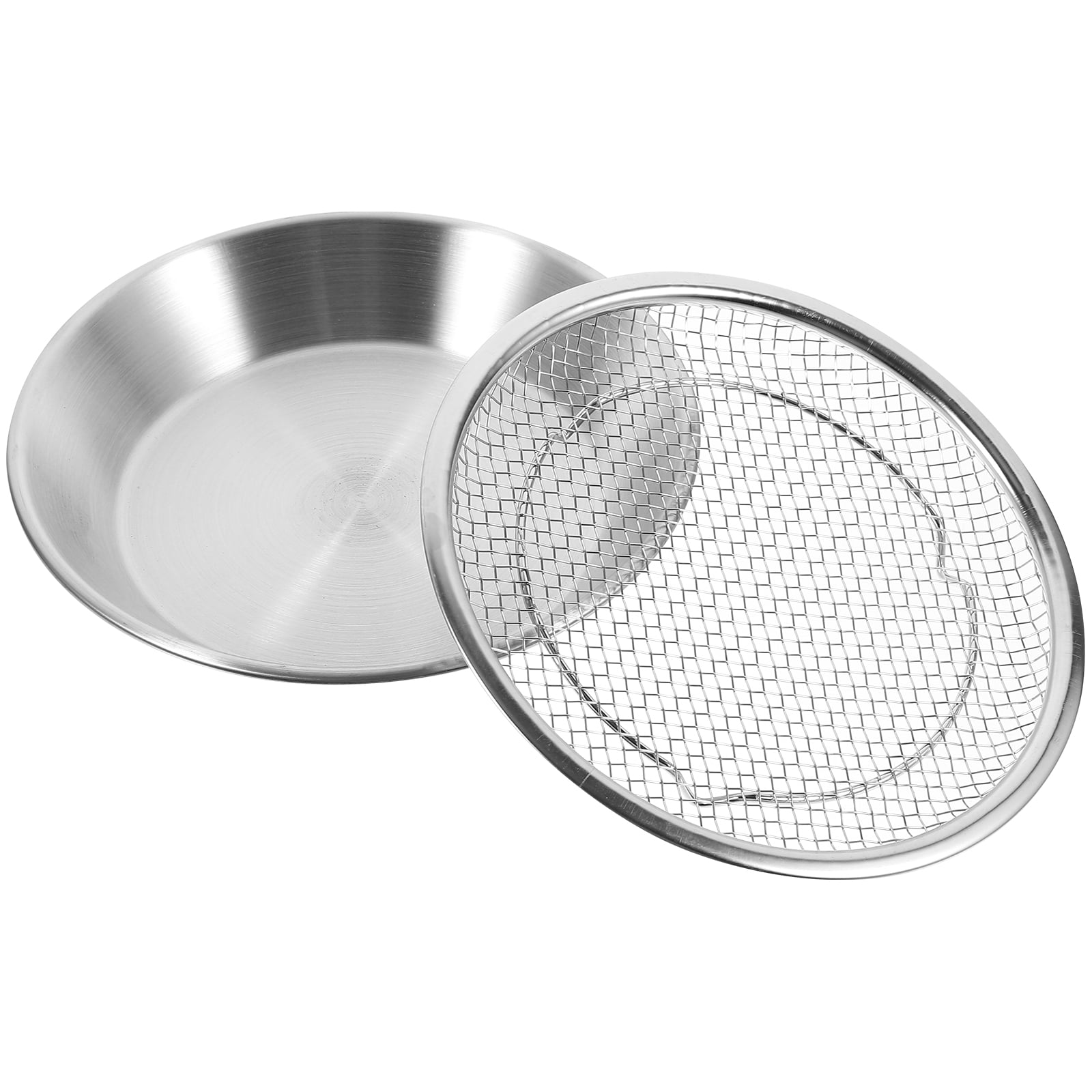 Homoyoyo Stainless Steel Frying Tray Silver Kitchen Plate for Snacks ...