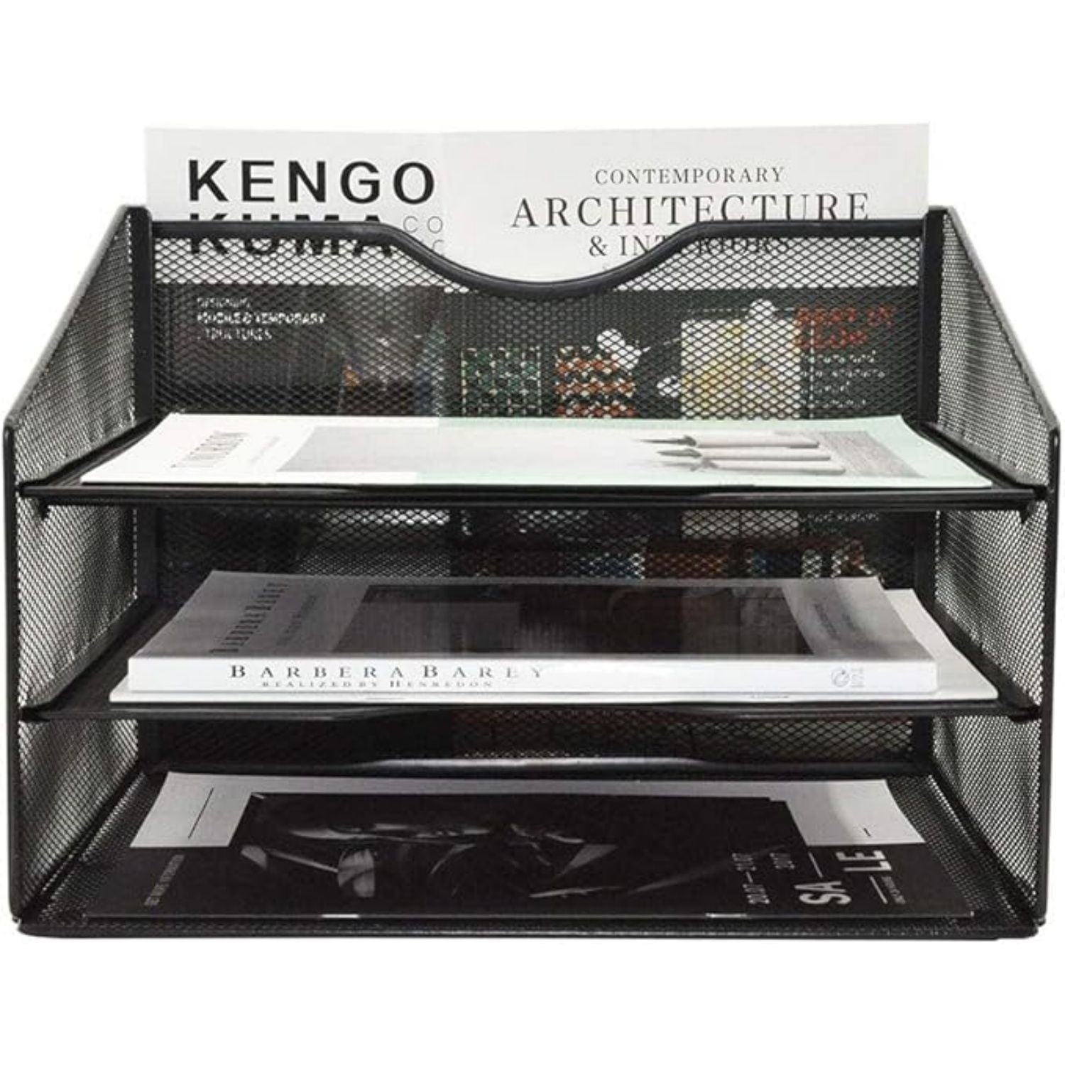 Mesh File Organizer Desktop, File Folder Holder Desk Organizer with 3 ...