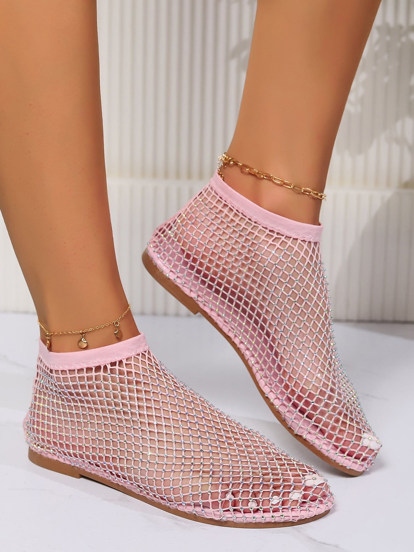 Mesh Flats For Women Ultra Comfortable Shiny Gem Mesh Flats Shiny Stylish Flats Sparkle Shoes