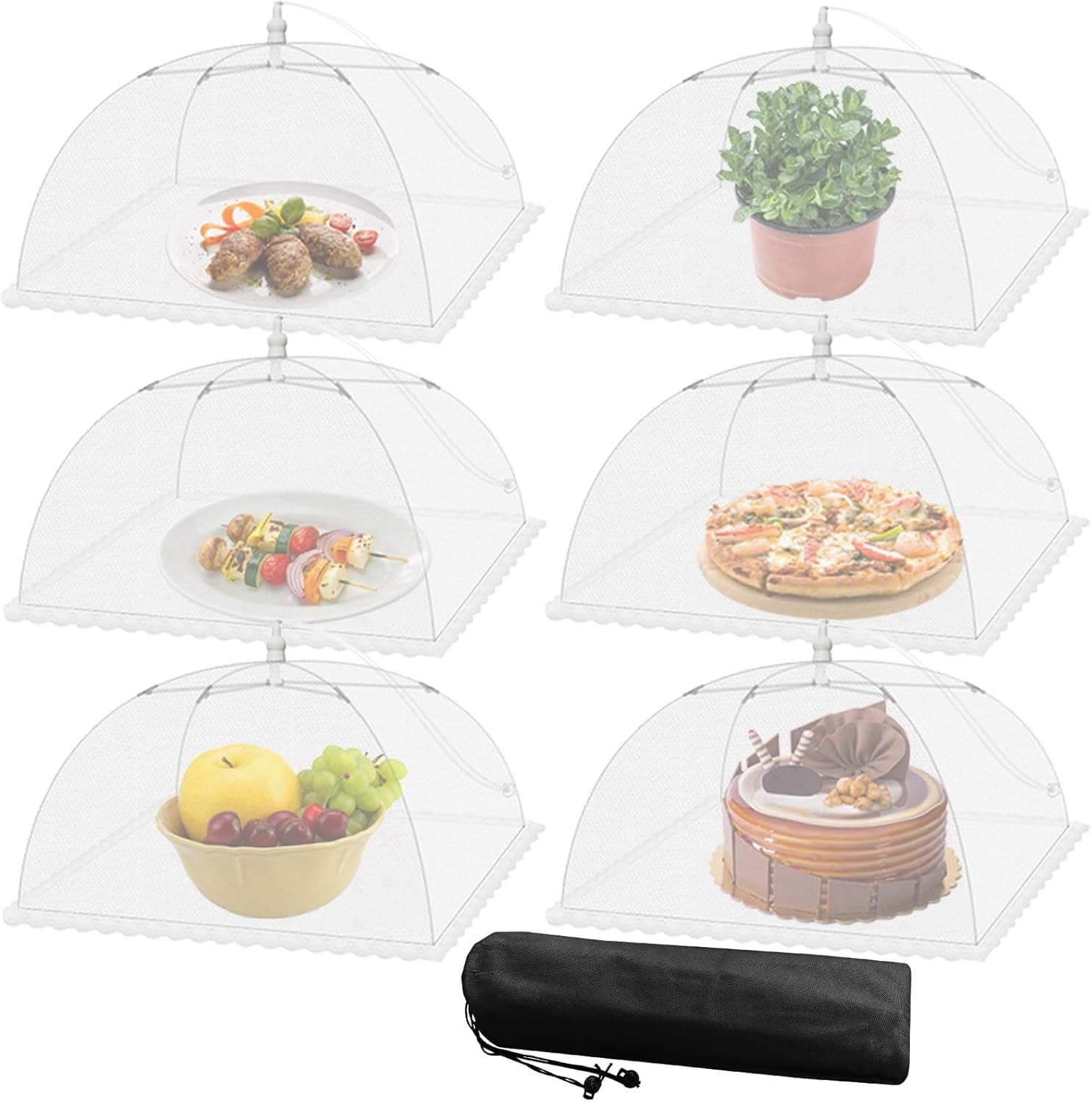 Mesh Food Covers for Outside - Upgraded 6 Pack Large 17x17 in Food Tent ...
