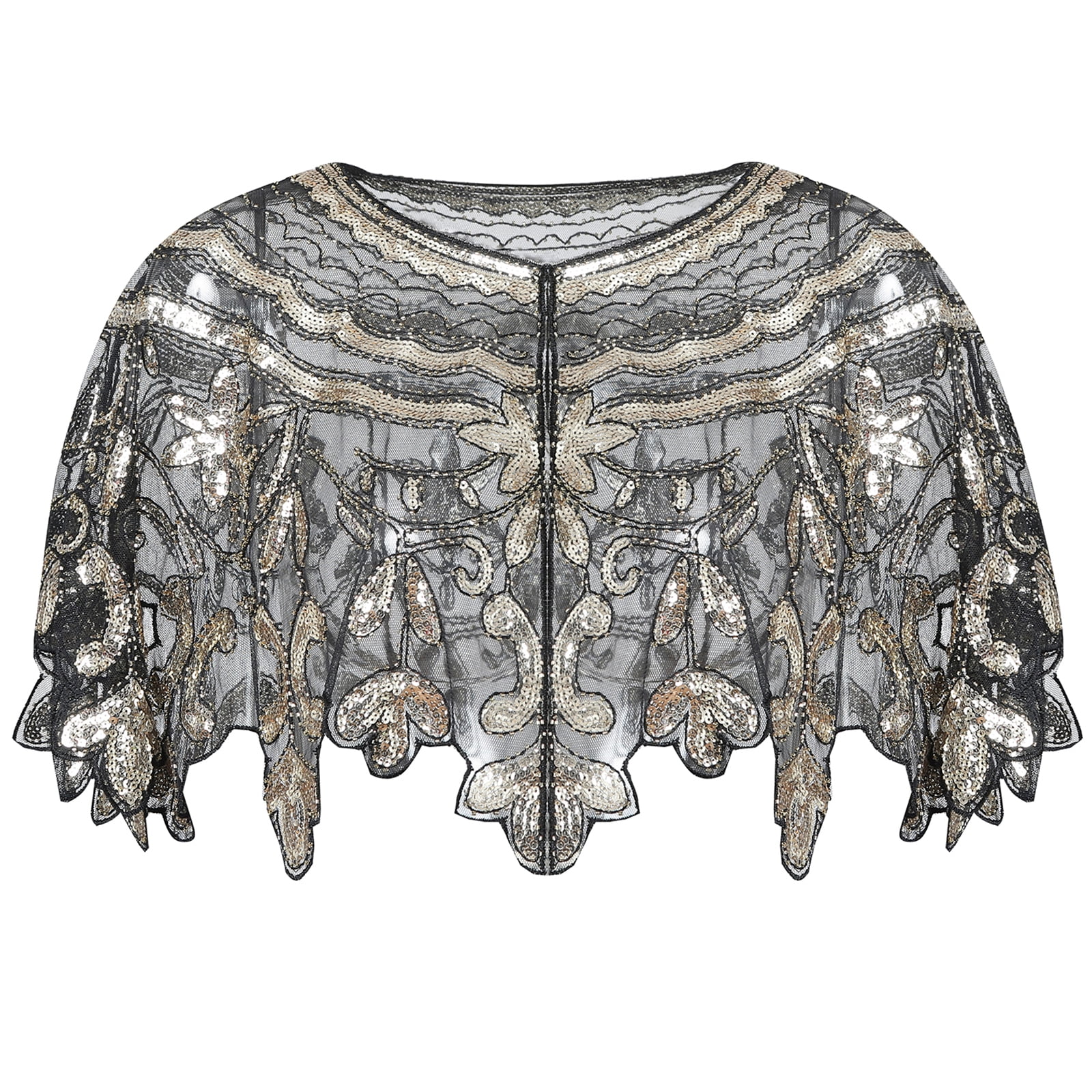Mesh Gatsby Inspired Cardigan Beaded Top Cover Up Women's Shawl Capelet ...