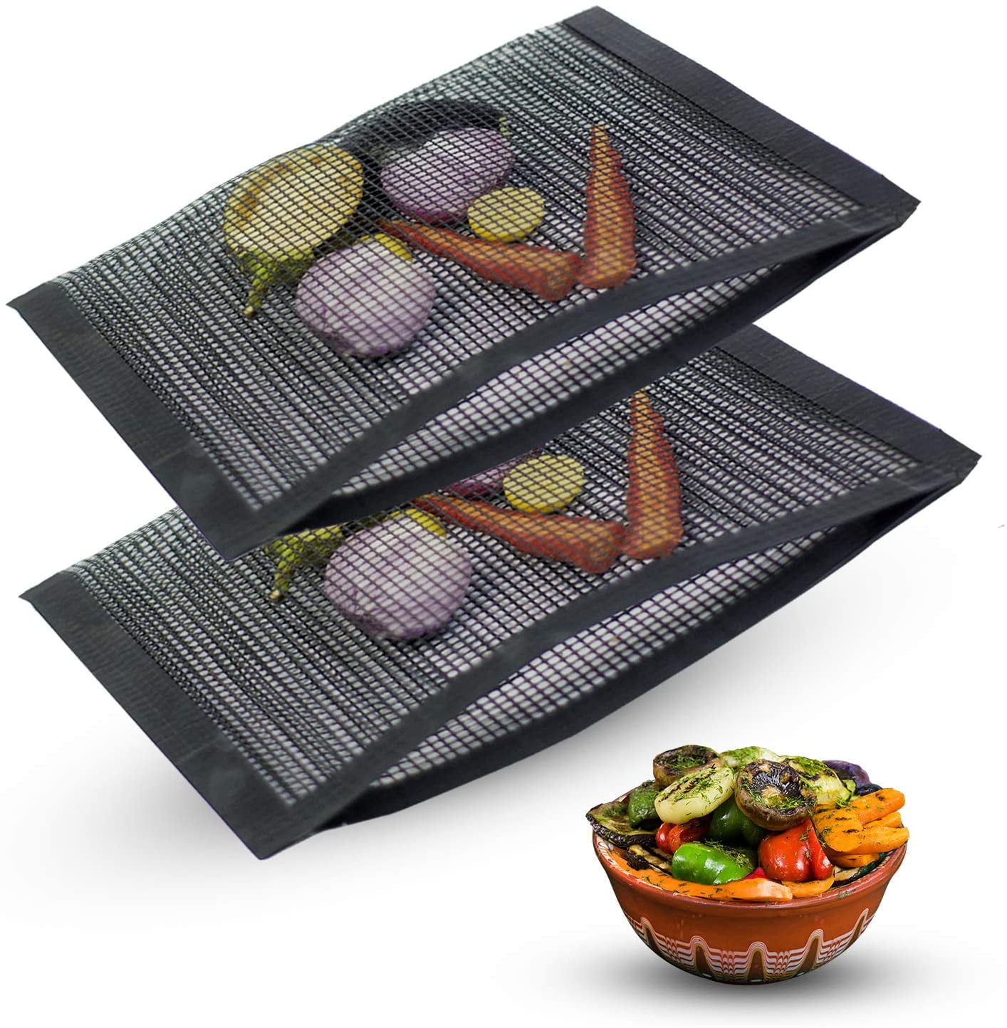 Mesh Grill Bags Set of 2 - Non-stick Heavy Duty Barbecue Grill Bags ...