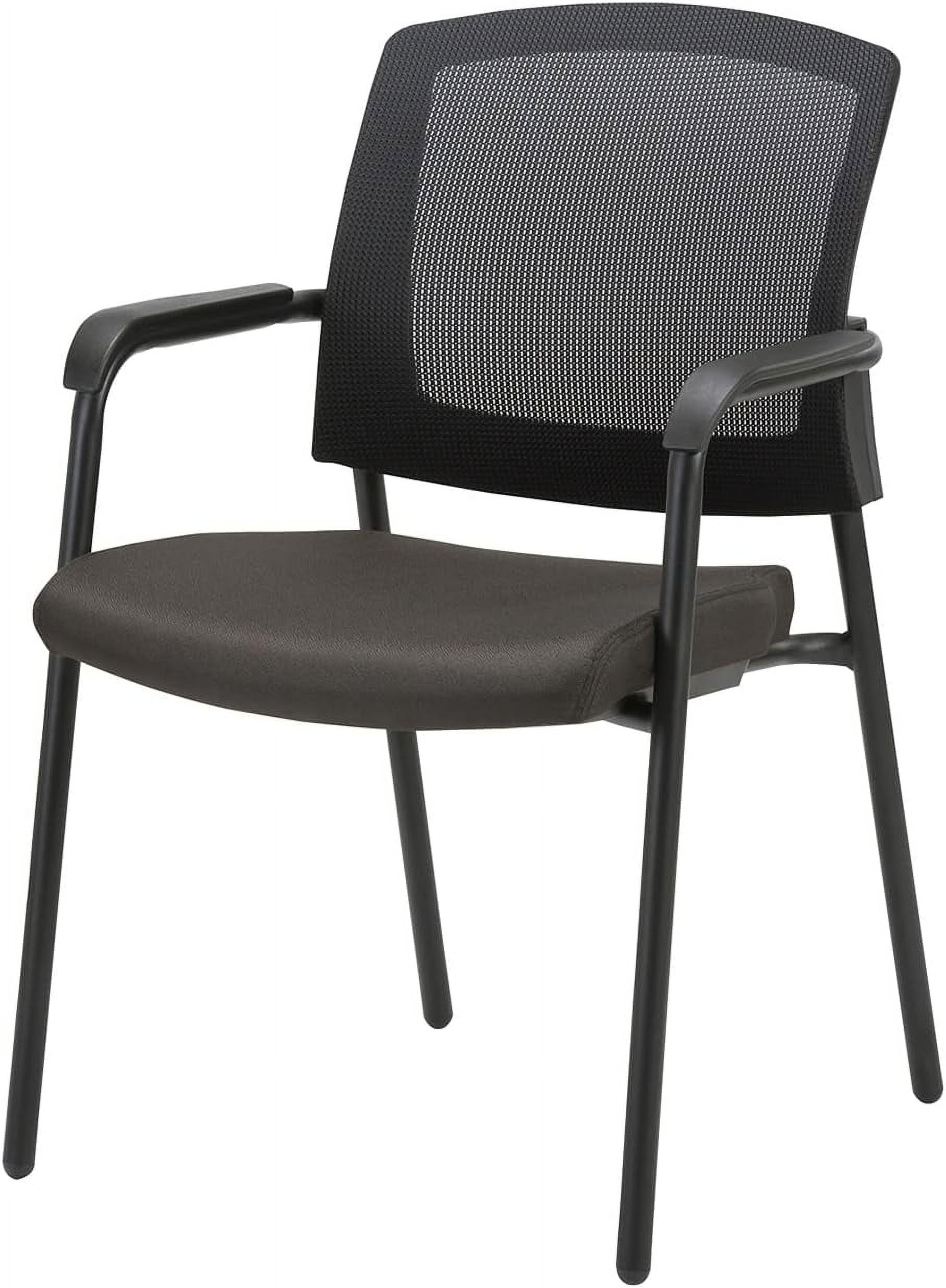 Mesh Guest Chair with Arms, Stacking Home Office Desk Chair No Wheels ...