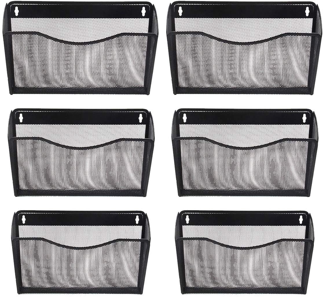 Mesh Hanging File Organizer Vertical Wall File Holder Rack - Black ...