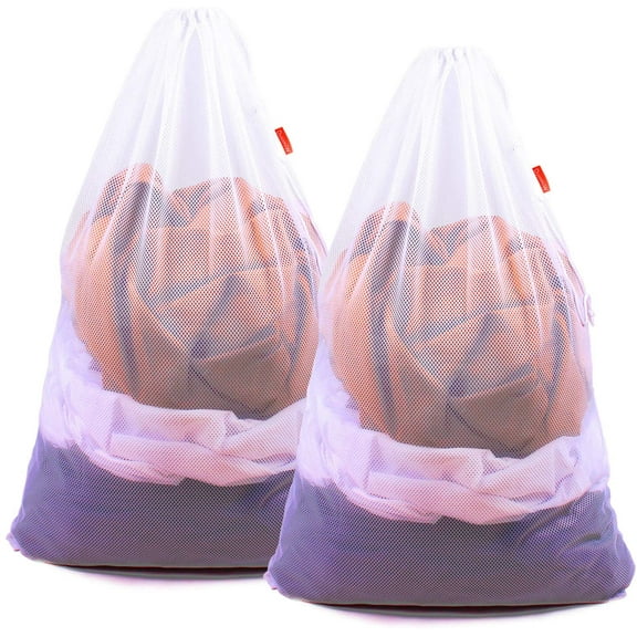 2 Pack Mesh Laundry Bags, 23 x 34 Inches Heavy Duty Mesh Laundry Bag ...