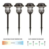 Mesh Linkable Series 4-Pack Solar LED Security Pathway Light w/ LiFePO4 ...