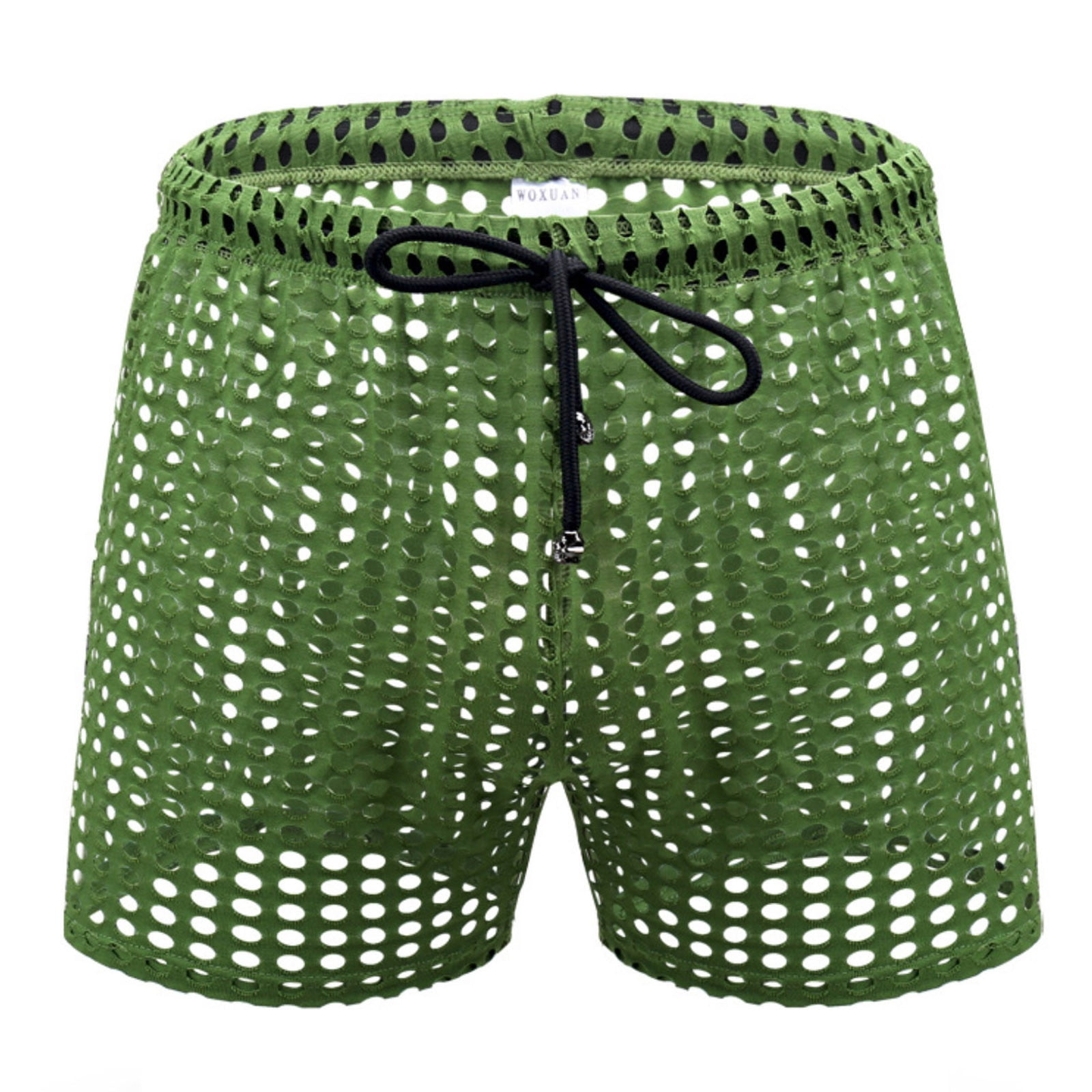 Mesh Lounge Shorts for Men Drawstring Short Pant Cut out See-Through ...