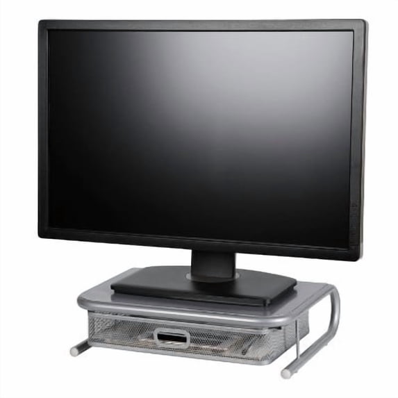 Mesh Monitor Stand with Drawer Silver - Walmart.com