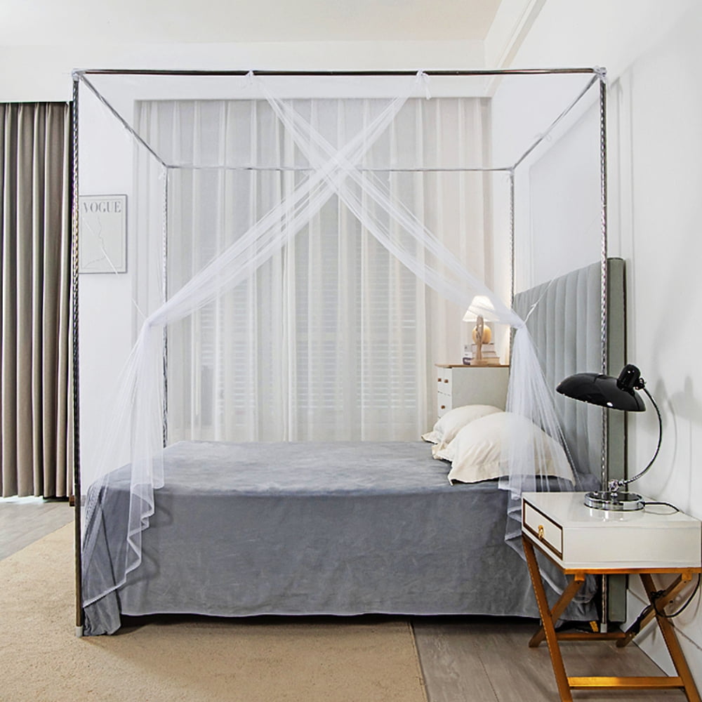 Mesh Mosquito Net - 4 Corner Post Bed Canopy, Quick and Easy ...