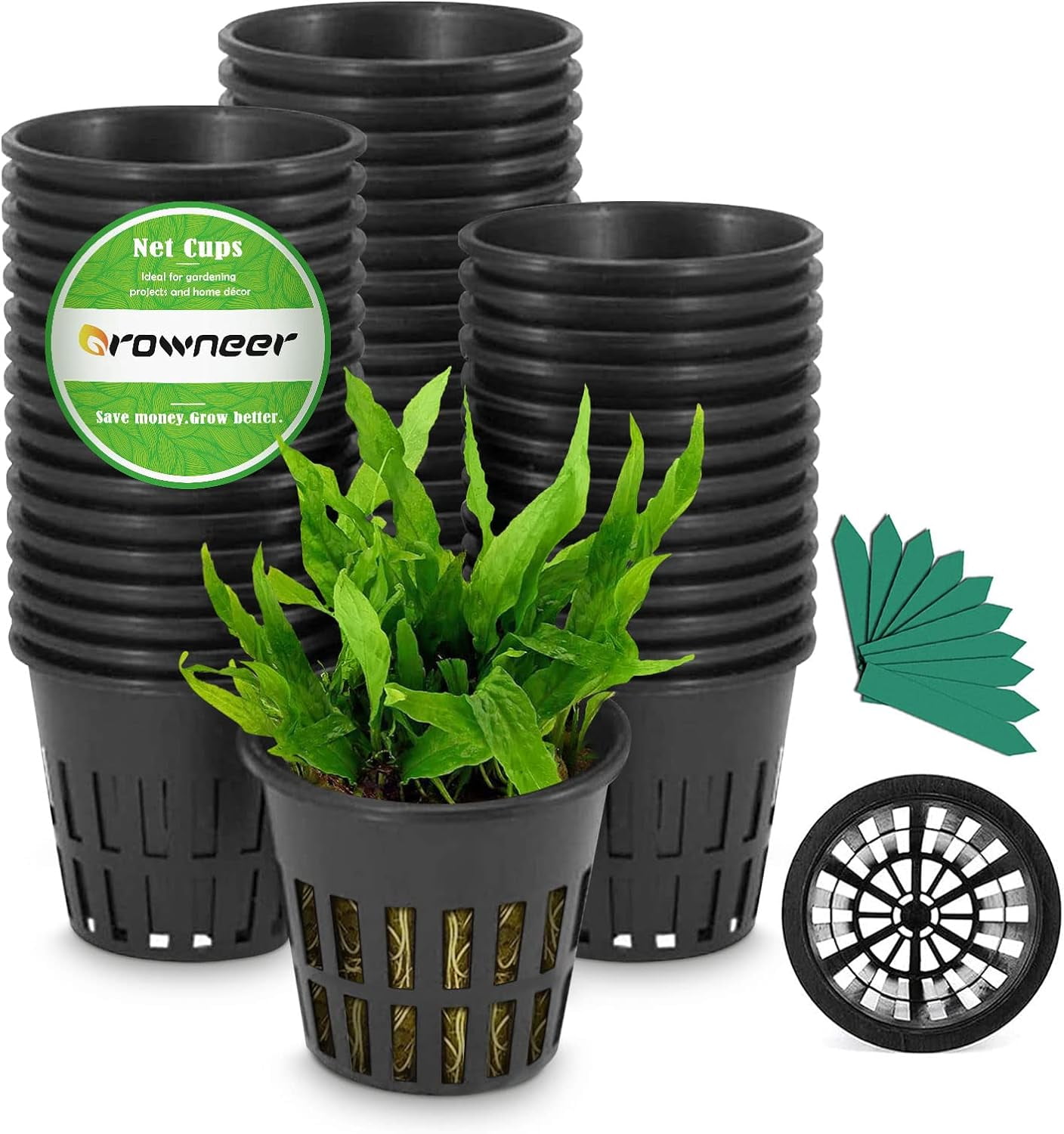 Mesh Net Cups Net Pot, 50 Pcs 3 Inch Garden Slotted, Heavy Duty ...