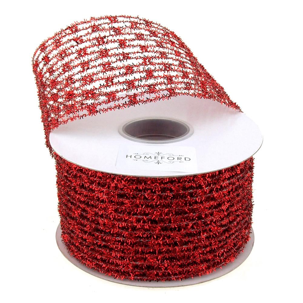 Mesh Net Glitter Ribbon Wired Edge, 2-1/2-Inch, 10 Yards, Red - Walmart.com
