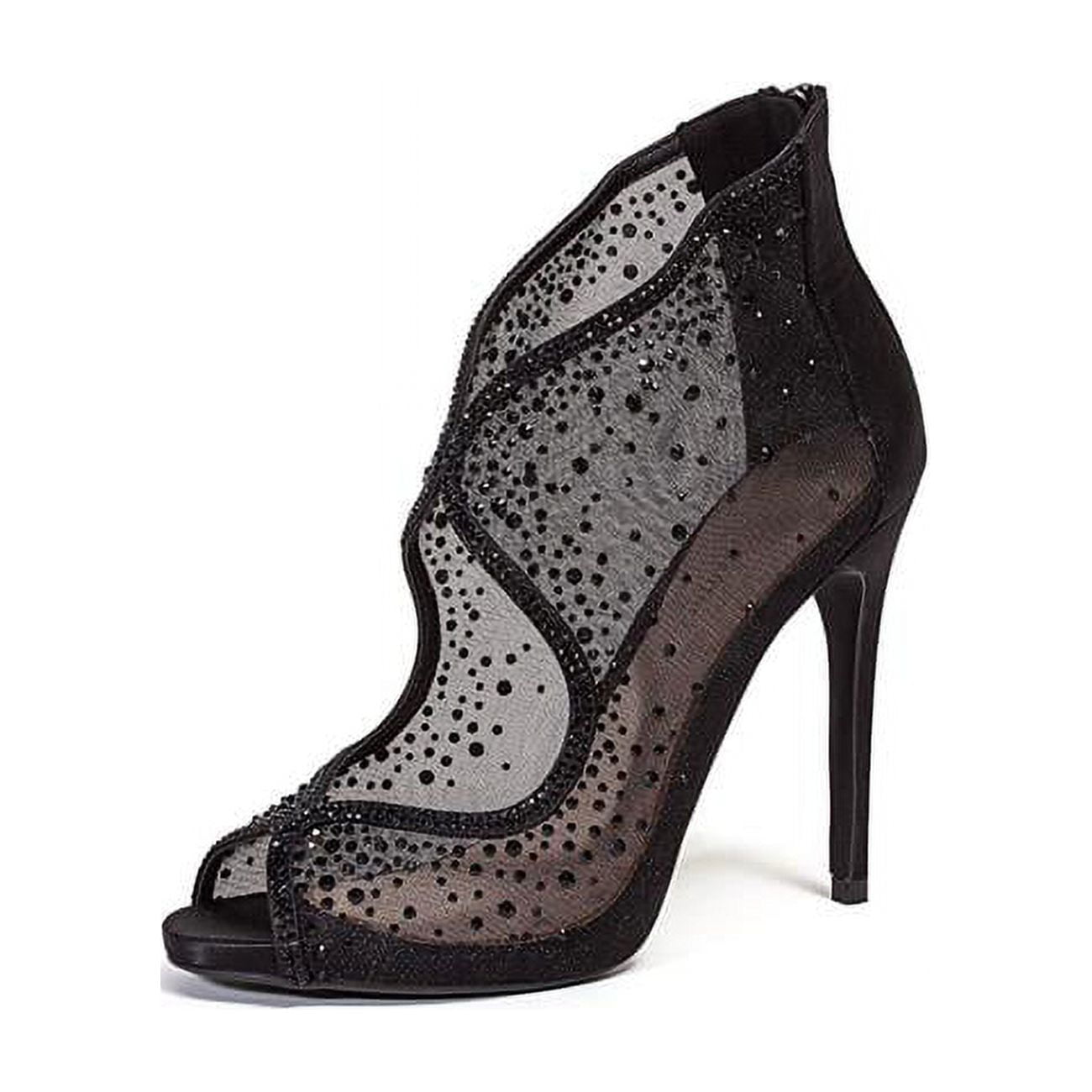 Mesh O-T Bootie & Embellished High Heel Ankle Bootie in Rhinestones ...