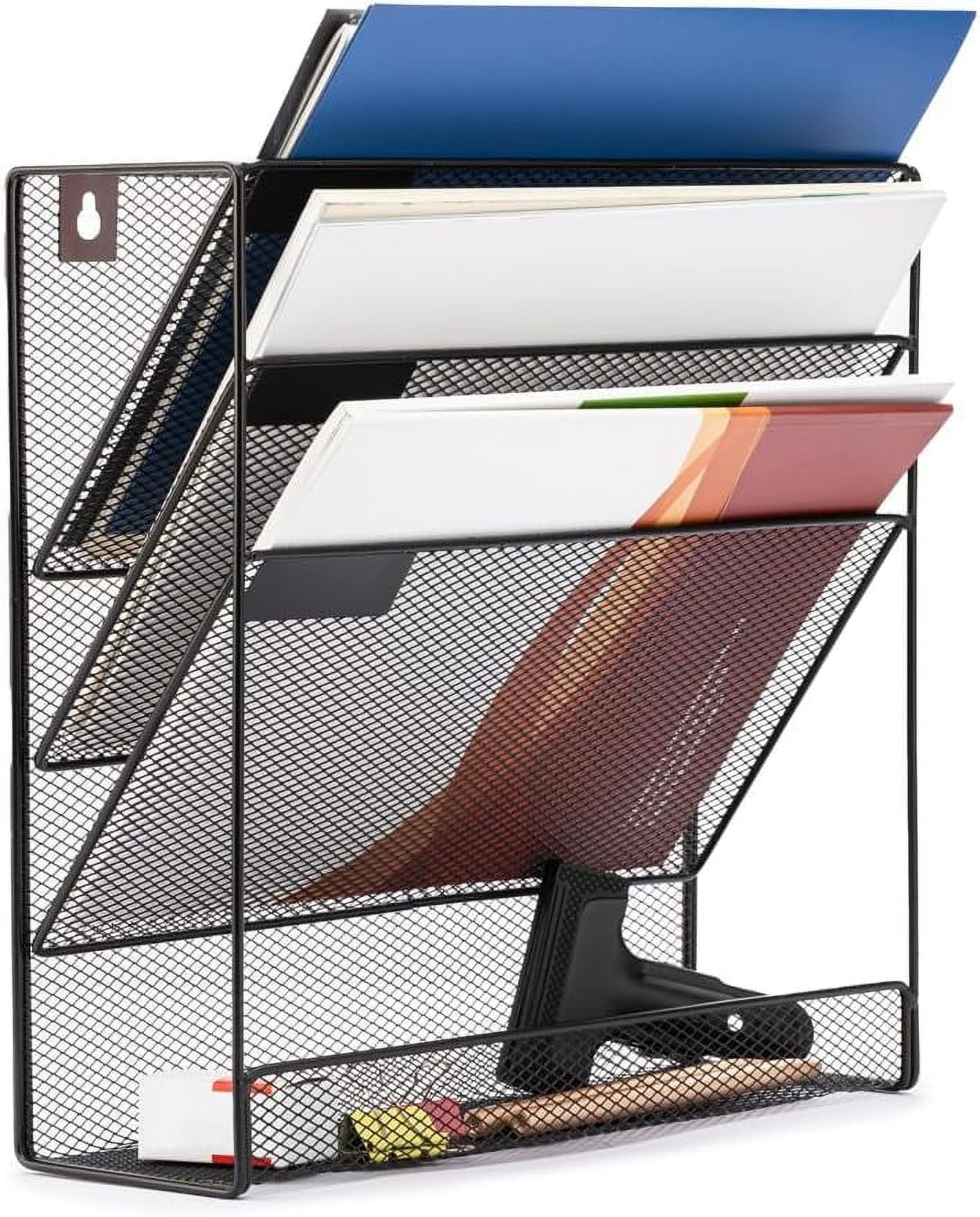 Mesh Office File Organizer,4 Tier Hanging Wall Mount Document File ...