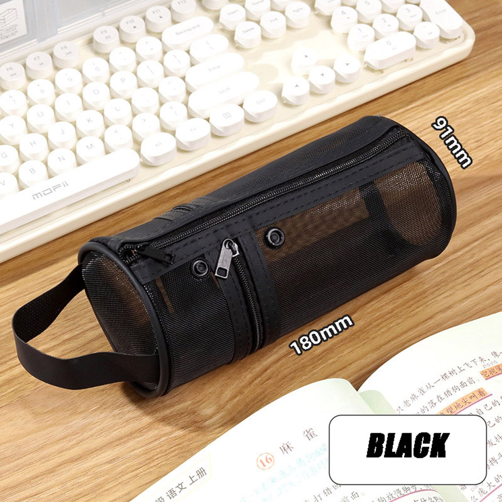 Mesh Pen Case | Transparent Cylindrical Pencil Pouch | Durable Mesh ...