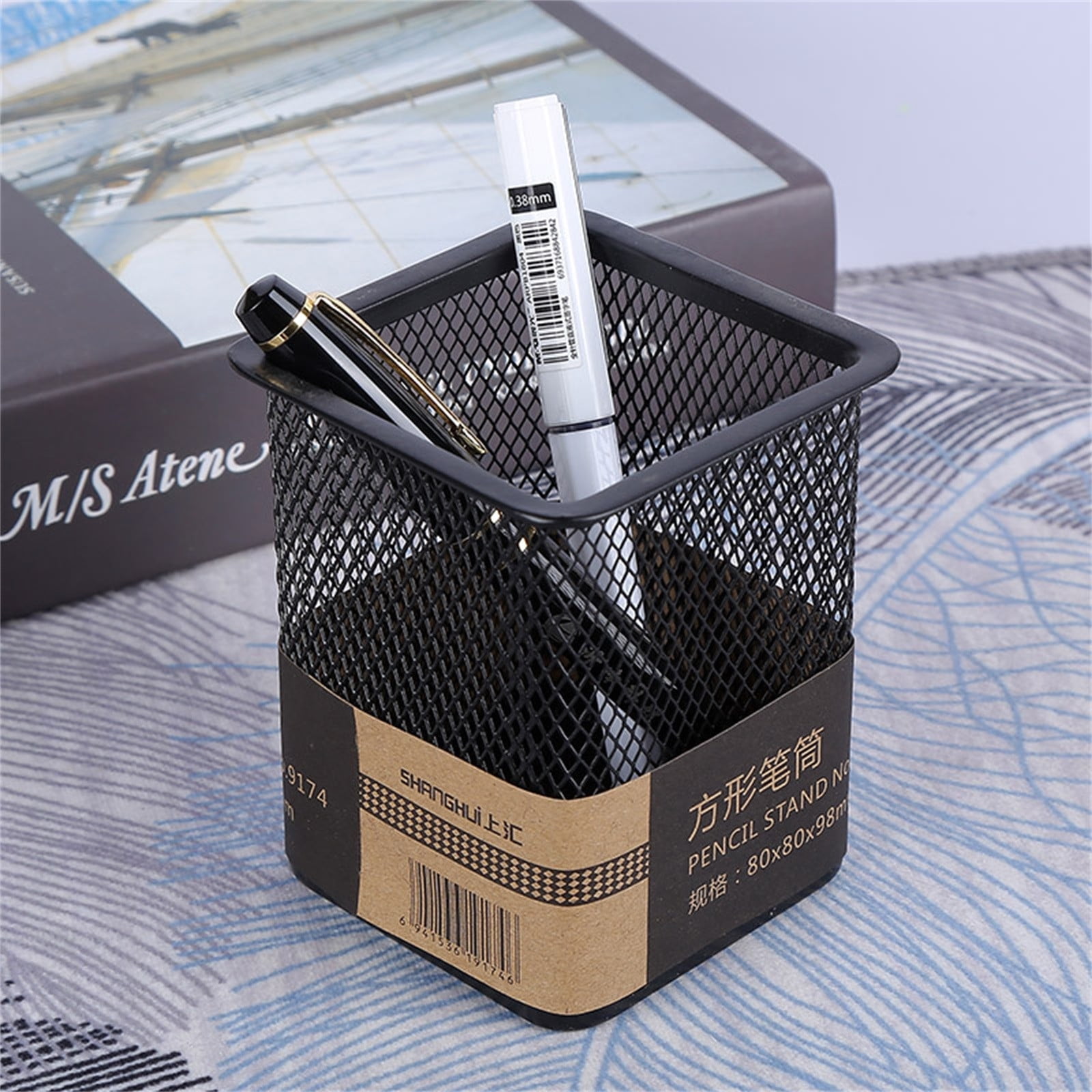 Mesh Pen Cup, Metal Desk Organizer, Cylindrical Pencil Holder, Steel ...