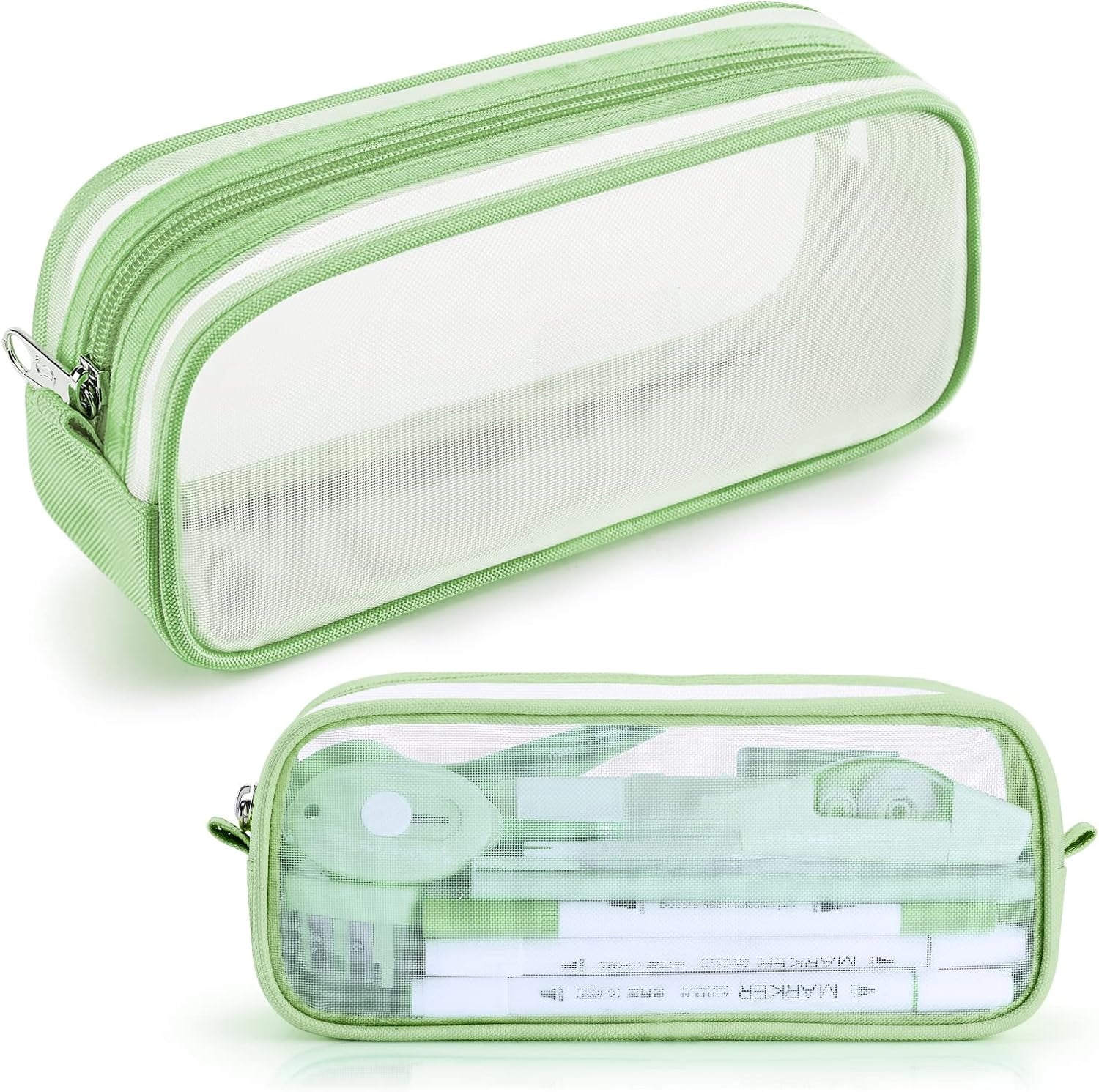 Mesh Pencil Case with Grid Pattern, Large Capacity Zipper Pouch, Simple ...