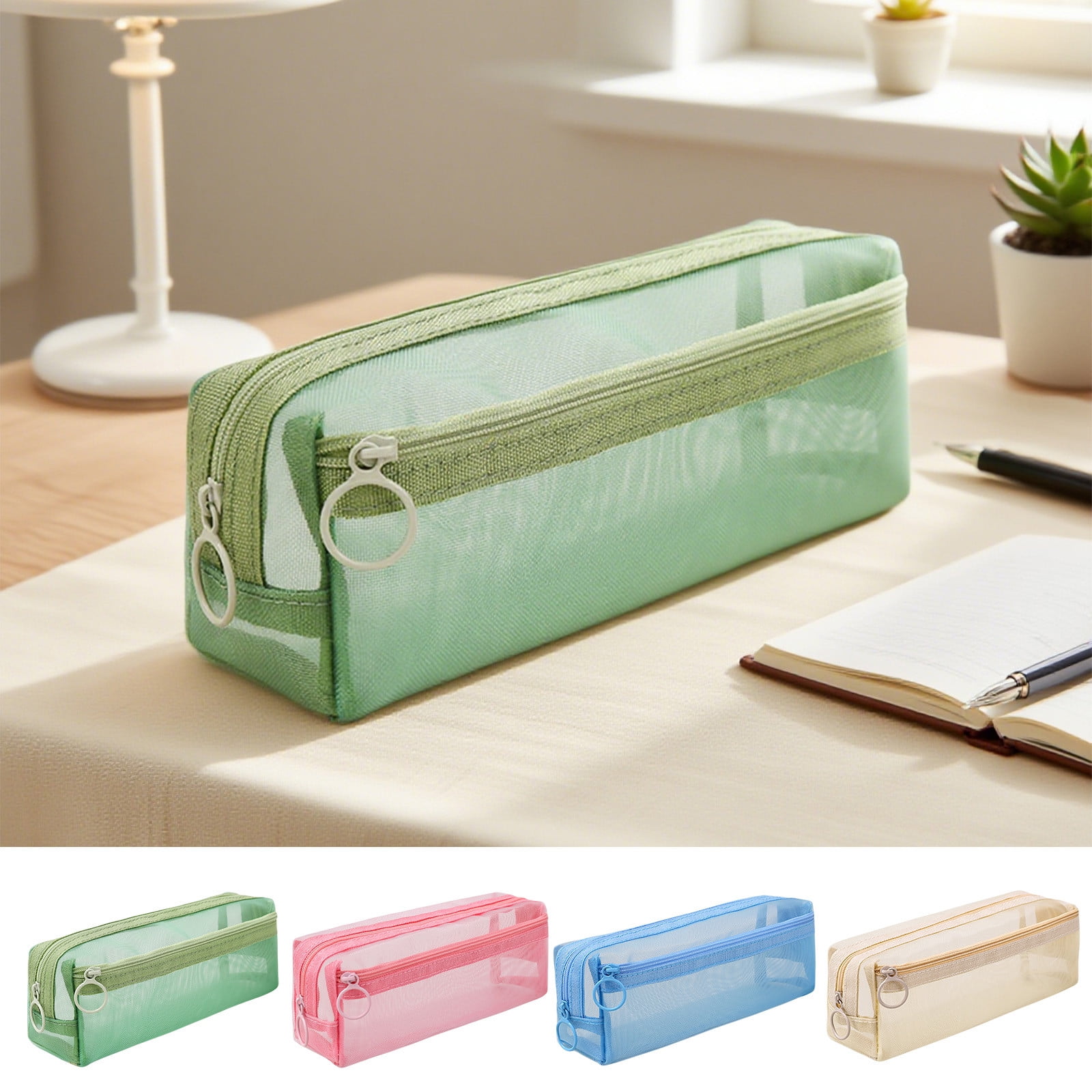 Mesh Pencil Case Organizer | Zippered Polyester Stationery Storage Bag ...