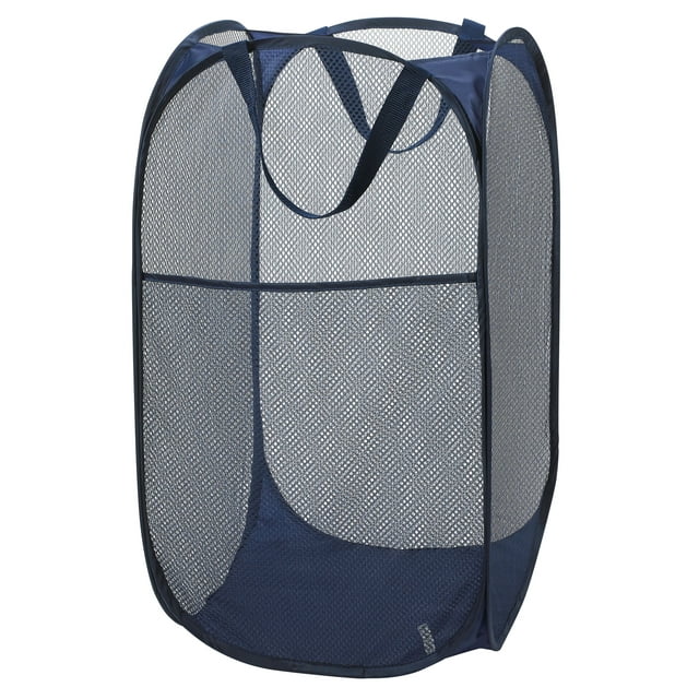 Mesh Pop-Up Laundry Hamper, Navy Blue - Walmart.com