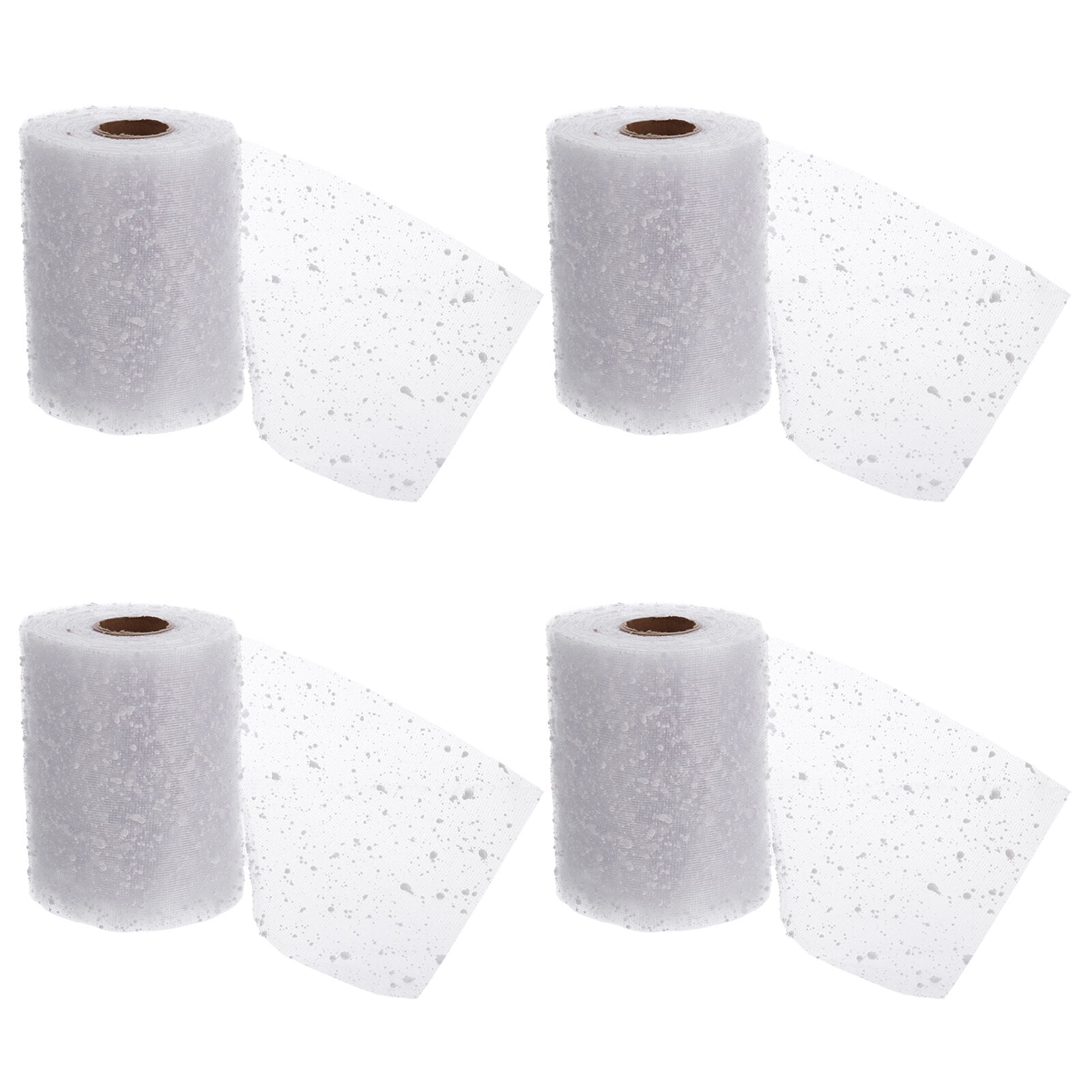 Mesh Ribbon Fabric Tulle Glitter Silver Christmas White Snowball ...