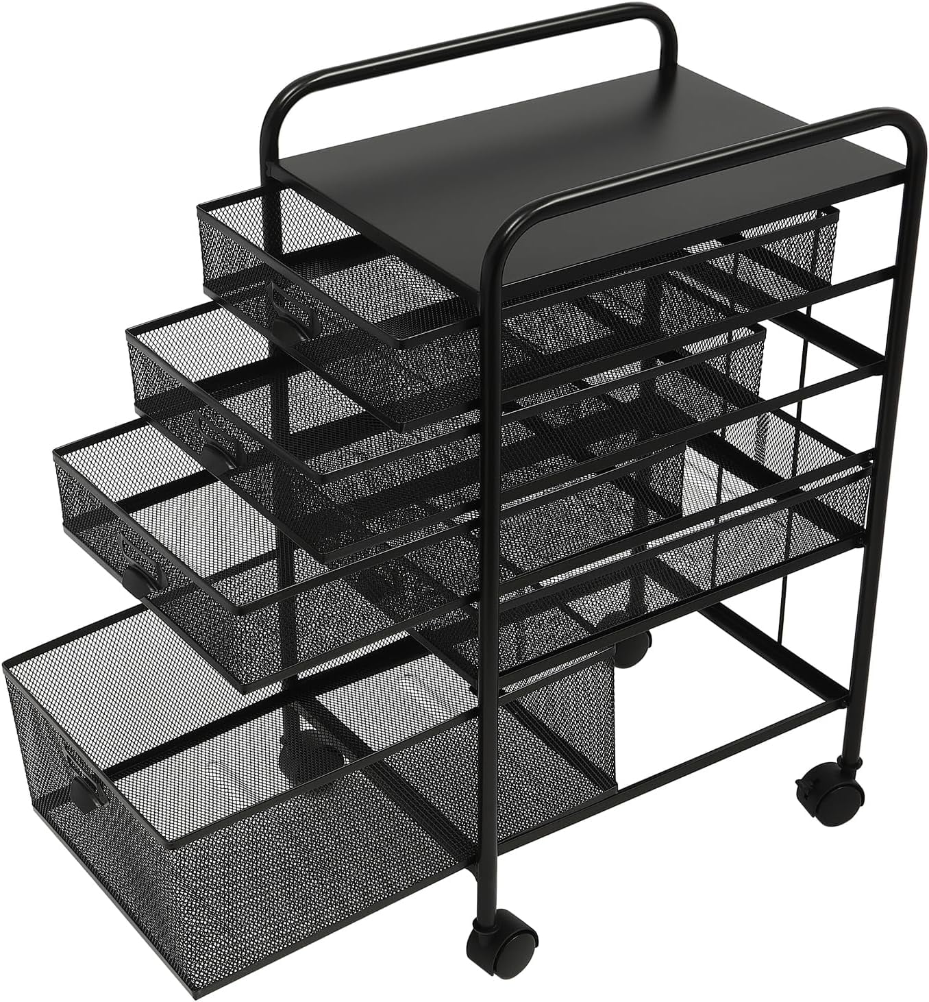 Mesh Rolling Storage Cart Mesh File Storage Drawers with Swivel Casters ...