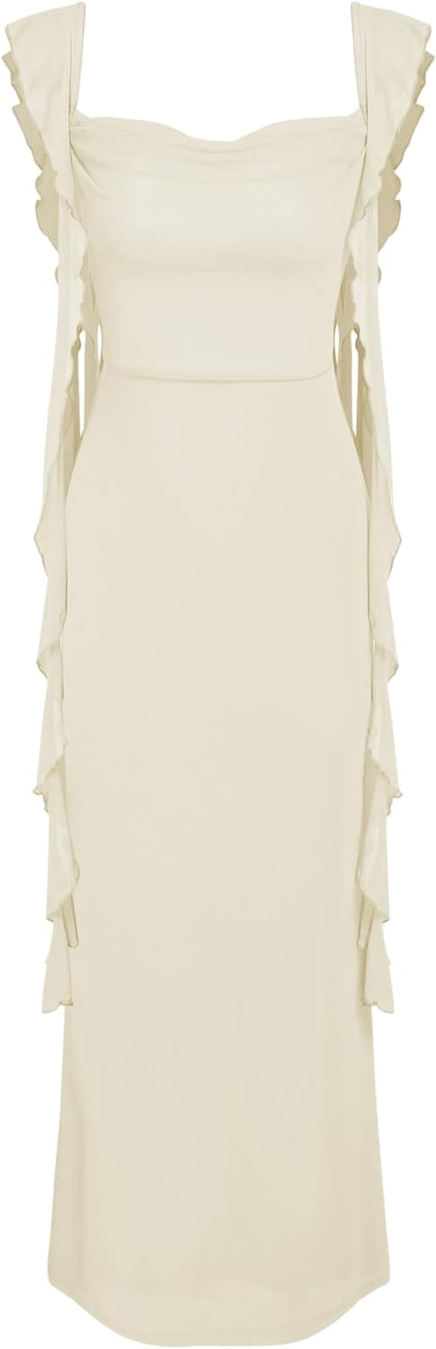 Mesh Ruffle Hem Maxi Dress - Walmart.com