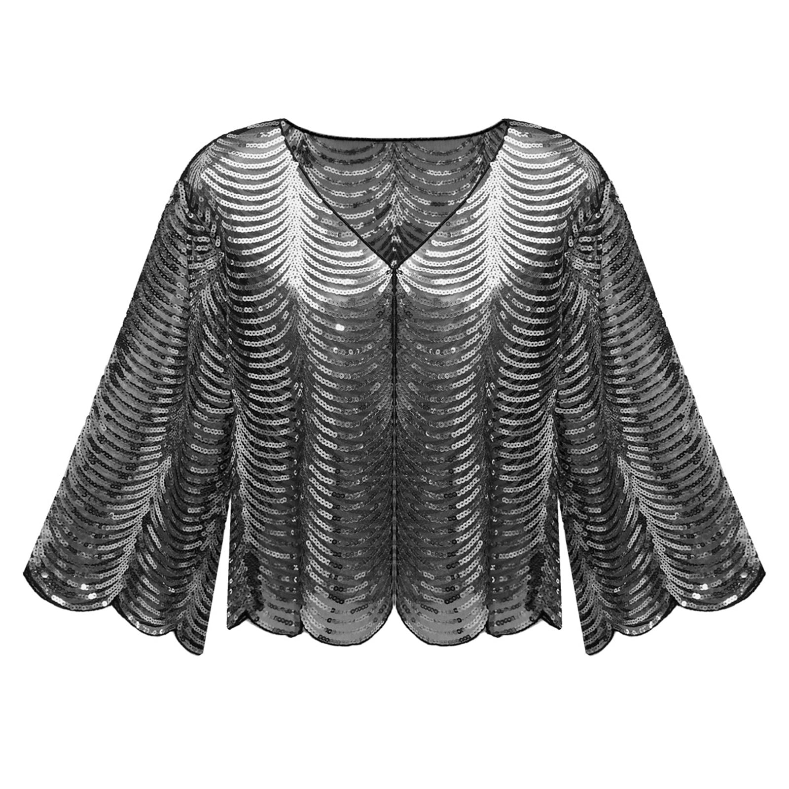 Mesh Shoulder Wrap with Sequins Stylish Party Shawl Glitters Cardigan ...