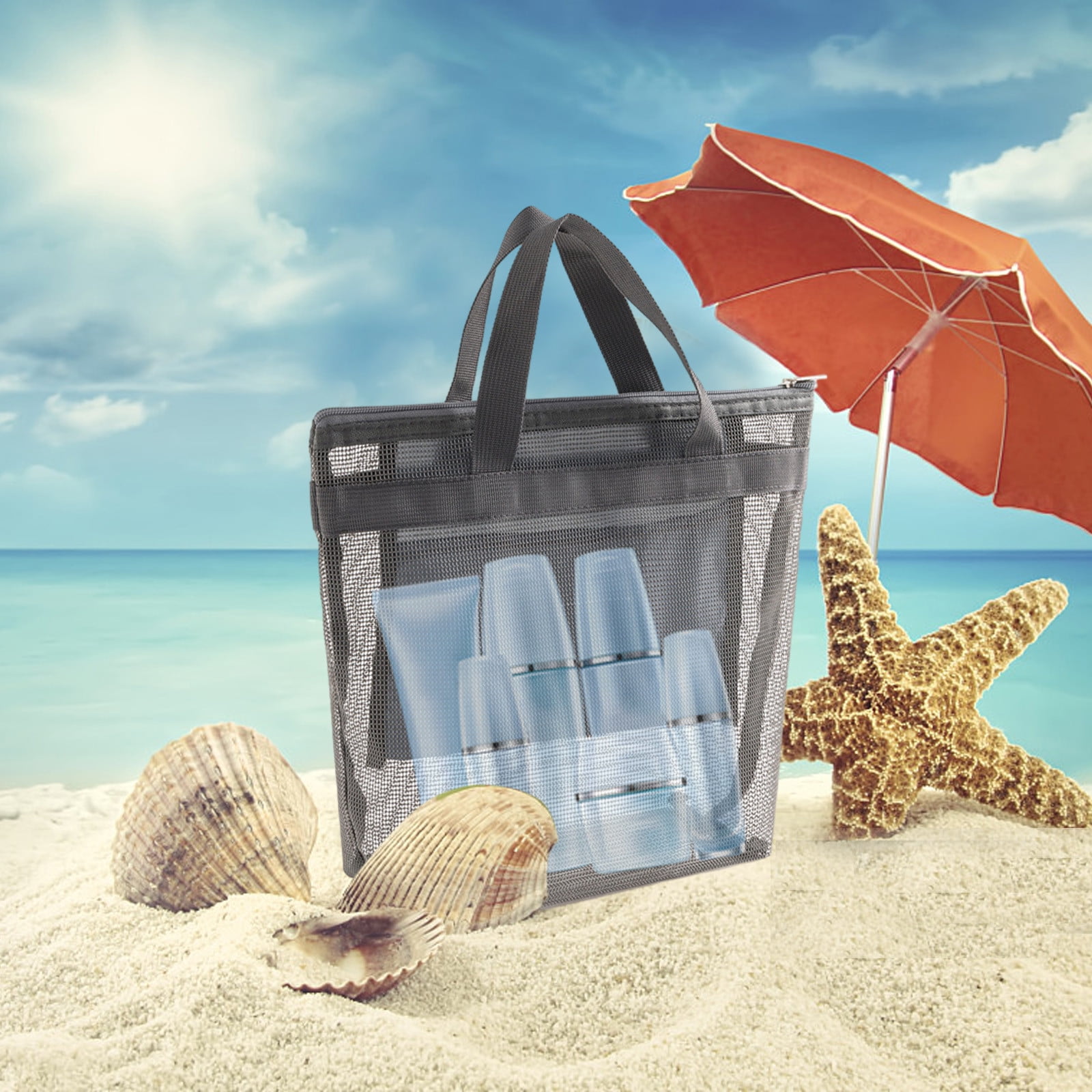 Mesh Shower Bag, Portable Storage Tote, Waterproof Mesh Interior ...