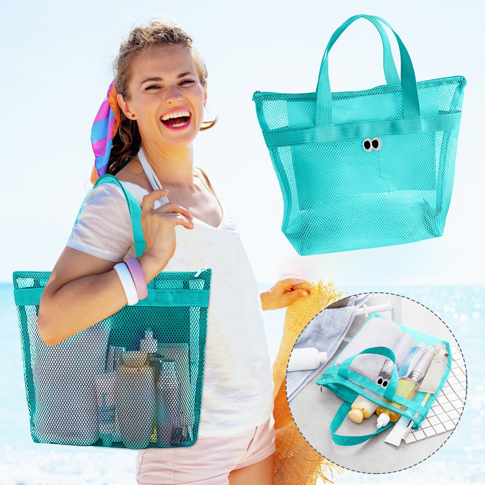 Mesh Shower Caddy Bag, Travel Storage Bag, Portable Hanging Toiletry and Bath Organizer with ...