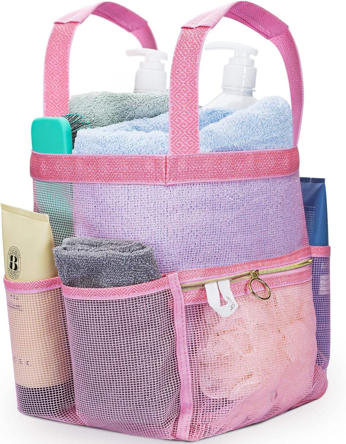 Mesh Shower Caddy Portable 10.2x9.9'' Shower Bag with Zipper & 2 ...